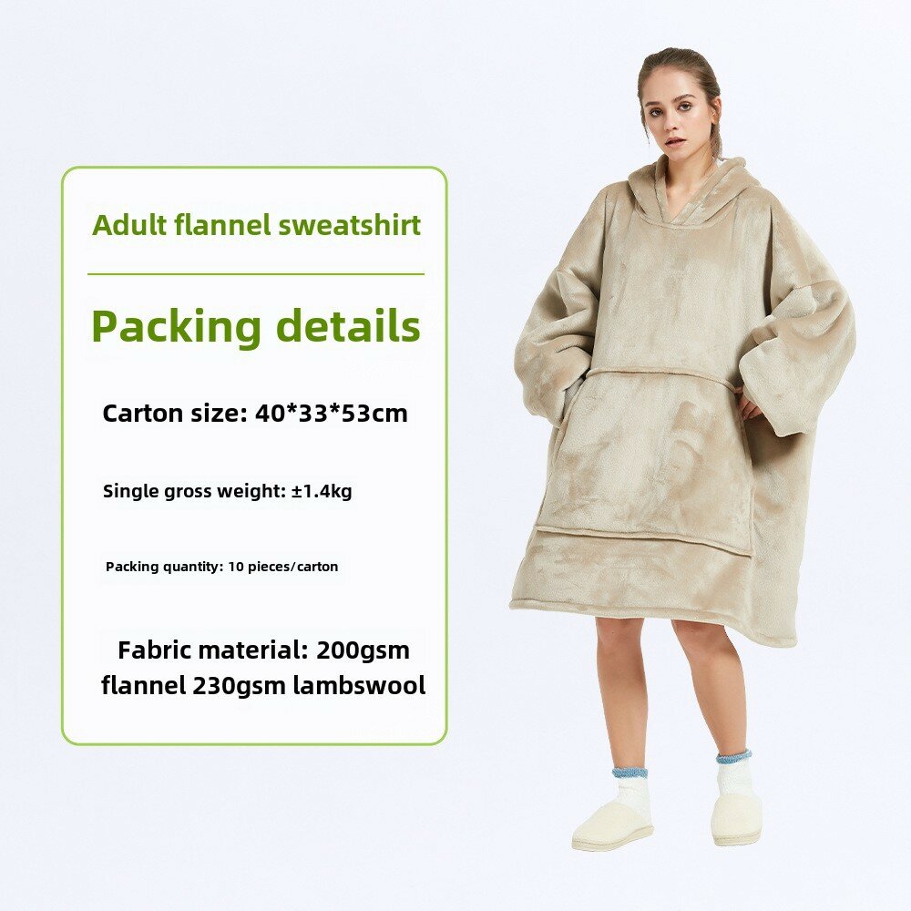 Толстовка "Амазонка", с капюшоном, ленивое одеяло, двухслойная, фланель, овечья шерсть, цвет WCSS-13, хаки