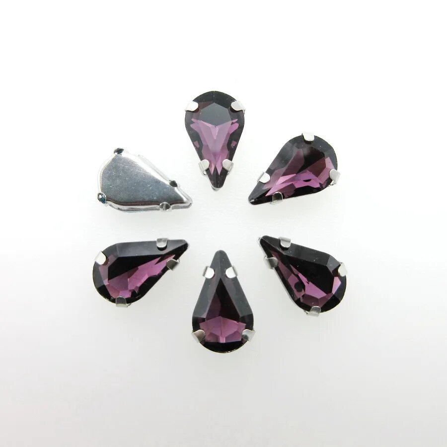 Стразы стеклянные фиолетовые "слеза" 6*10 мм, 8*13 мм, A12 Amethyst