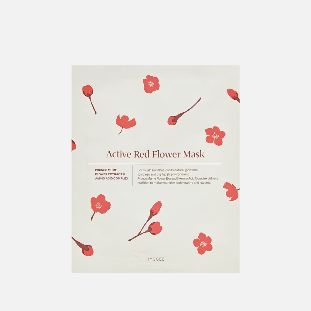 Маска HYGGEE Active Red Flower Mask, для всех типов кожи, увлажняющая, с аминокислотами