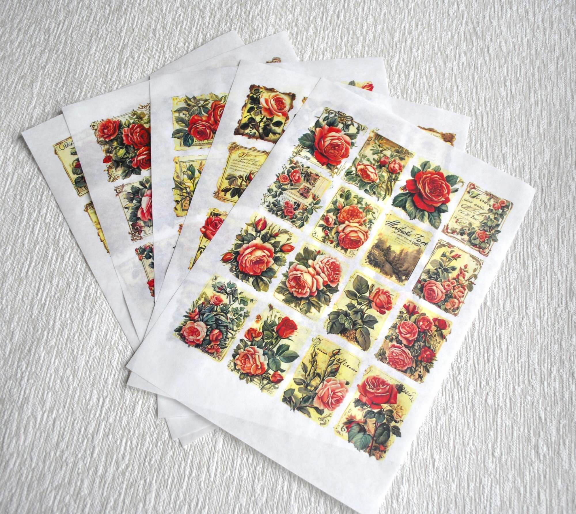 Набор бумаги для декупажа 5 листов А4, 40 гр/2м.