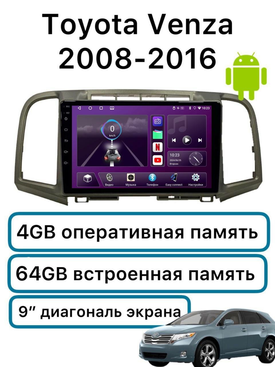 Автомагнитола для Toyota Venza 2008-2016 4GB+64GB
