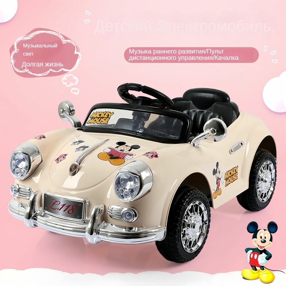 Электромобиль для детей 1-6 лет, управляемый дистанционно, с музыкальным сопровождением и зарядкой