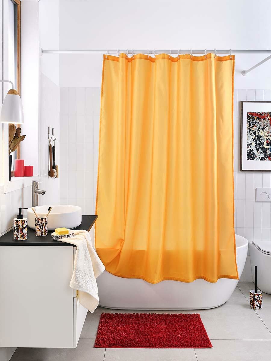Занавеска (штора) Expressia для ванной комнаты тканевая 180х200 см, цвет желтый