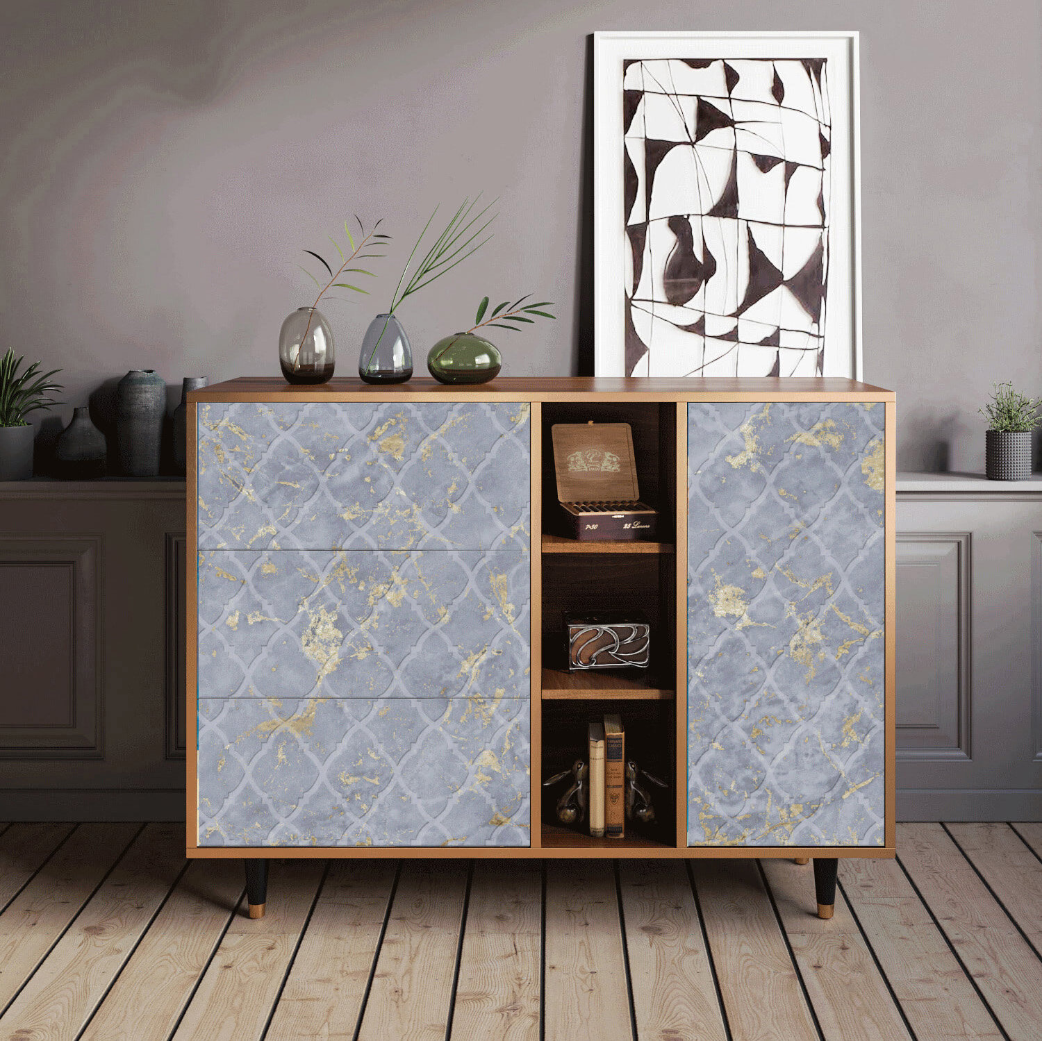 Комод - STORYZ - BS2 Golden Smoke, Разер - 125 x 97 x 48 см , Цвет корпуса - Орех