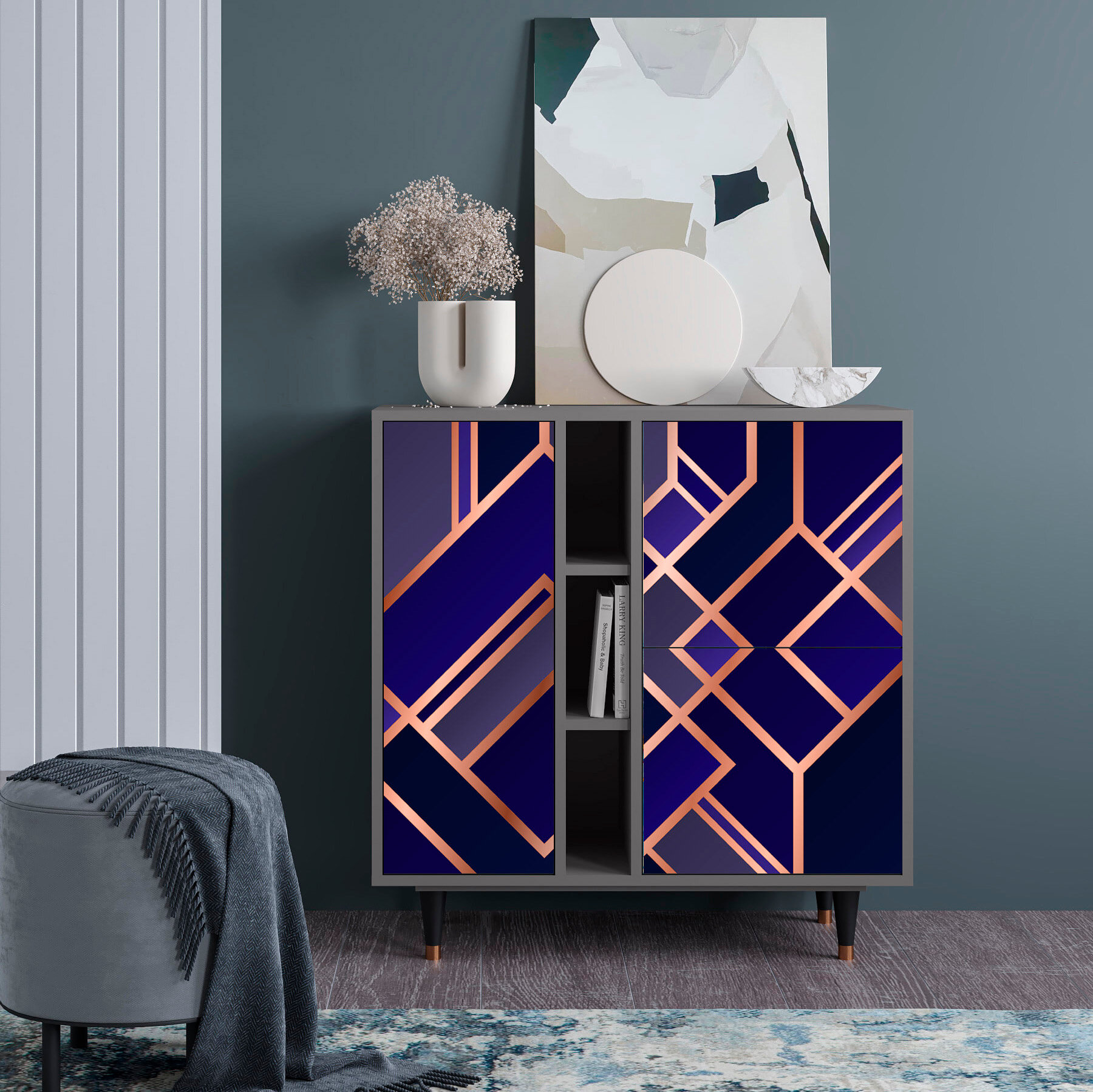 Комод - STORYZ - BS5 Aquamarine Getsby, Размер - 94 x 96 x 41 см, Цвет корпуса - , Серый