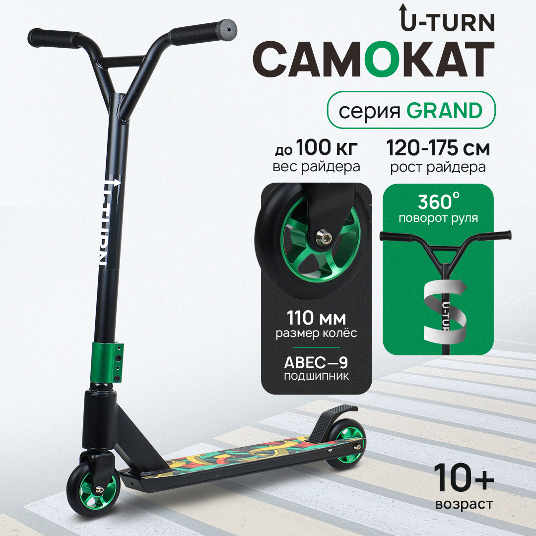 Самокат трюковый GRAND (колеса PU 110мм, 65x11x84, до 100кг) граффити 3