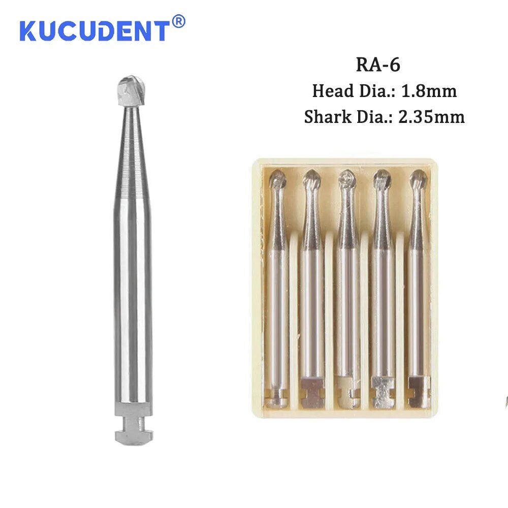 KUCUDENT Боры RA-6, Head Dia: 1.8mm, Shark Dia: 2.35mm
