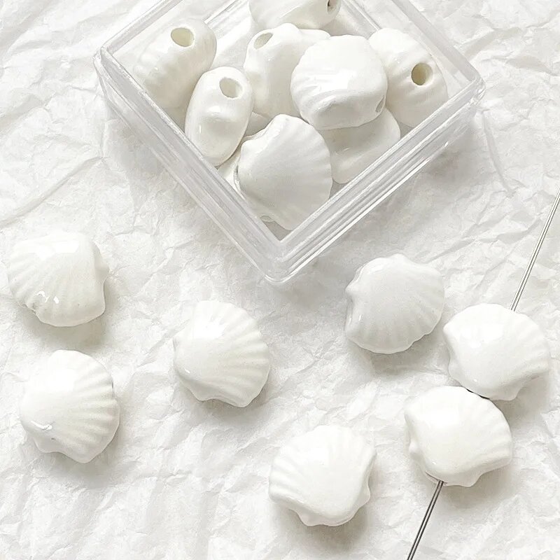 Керамические бусины-ракушки 10 шт. Белый, 5