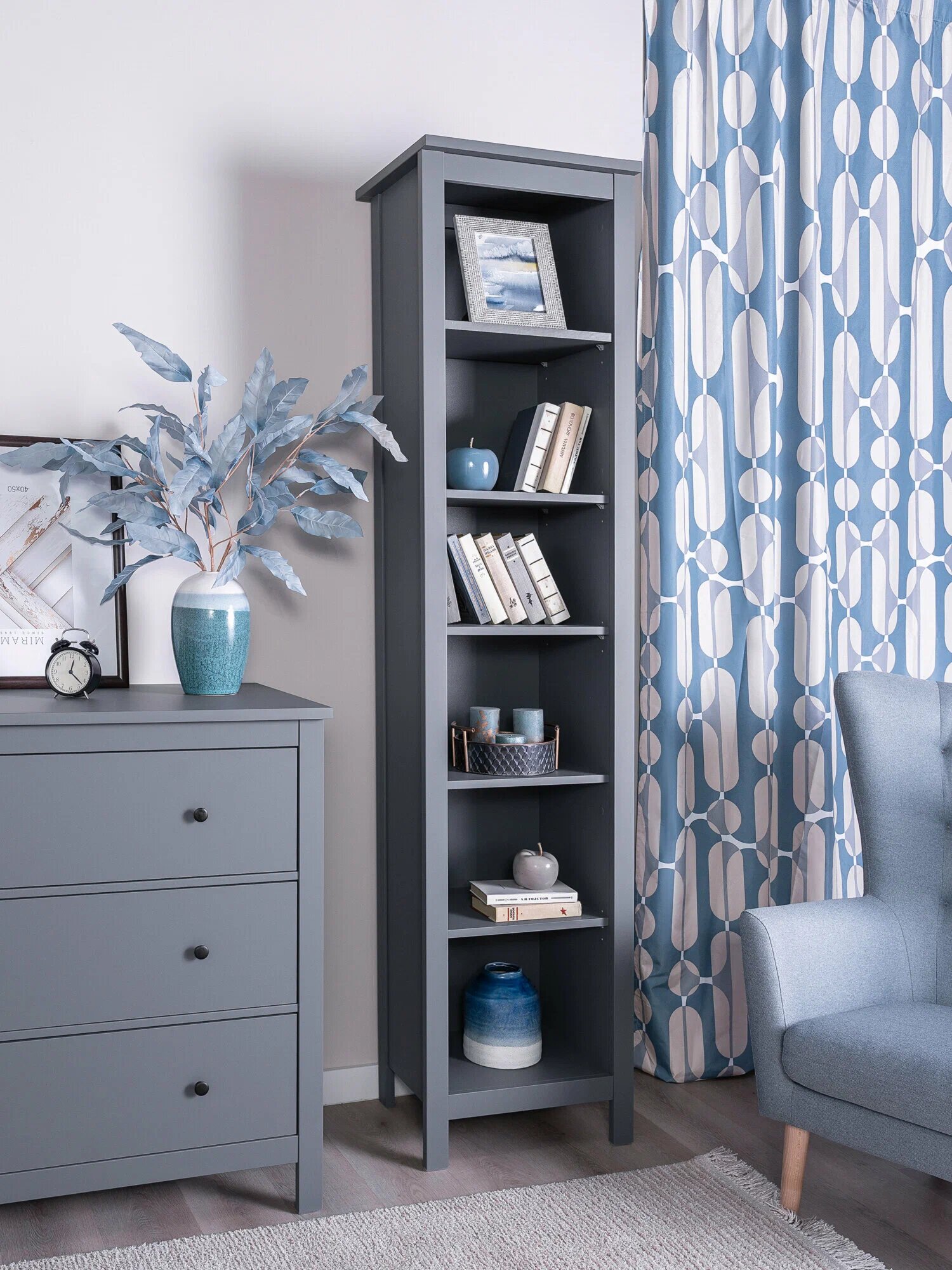 Стеллаж открытый "Сага", серый, 5 полок, 50 см x 41 см x216 см