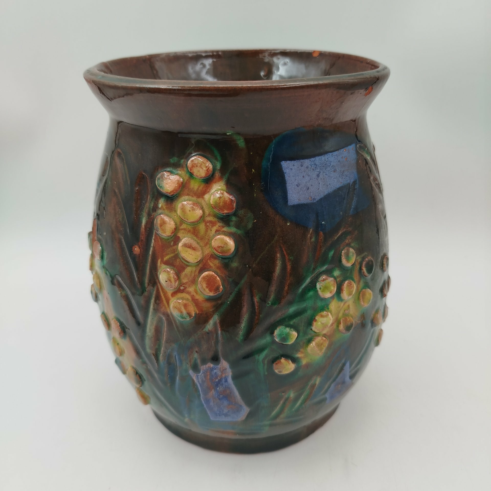 Ваза "Весна" ("Мимоза"), керамика, поливы, Объединение «Гжель», СССР, 1970-1990 гг.