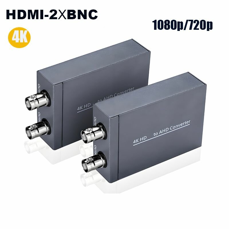 Конвертер HDMI-BNC(AHD),2 BNC встроенных с выходом, 4K,1080P/720P