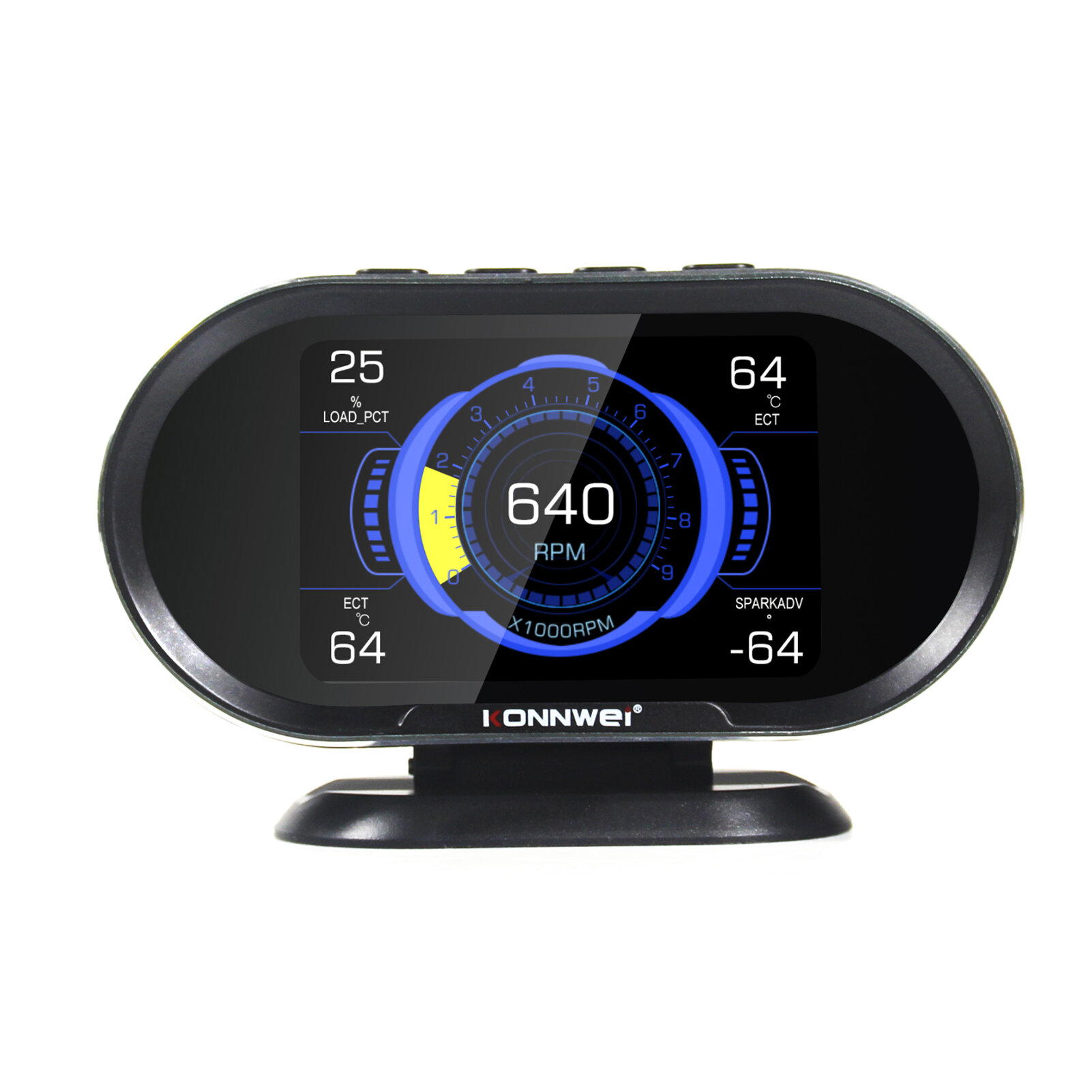 KONNWEI HUD 3.5 TFT color display Head Up Display Car Speedometer OBDII Smart Digital Trip Computer OBDII Scanner OBDII Diagnostic Tool Speed Alarm Black Plastic 0-60℃ 8-18V 14*9*6cm 270g 1xHead Up Display 1xCable 1xUSB Cable 1xNon-slip Mat 1xScrews