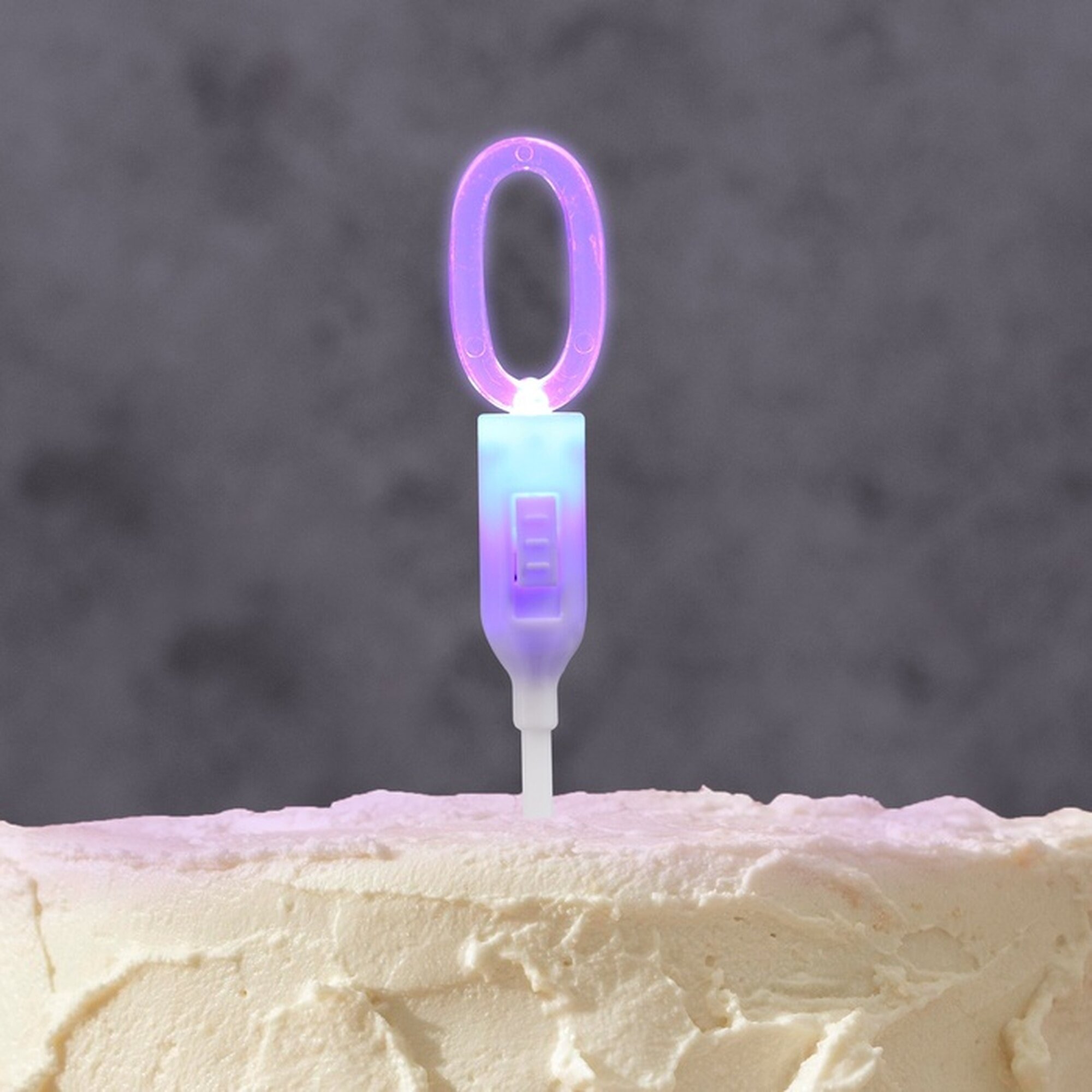 Светодиодная свеча «Цифра 0», 14.5 см, от батареек LR1130×3 (в комплекте), свечение мульти (RGB)