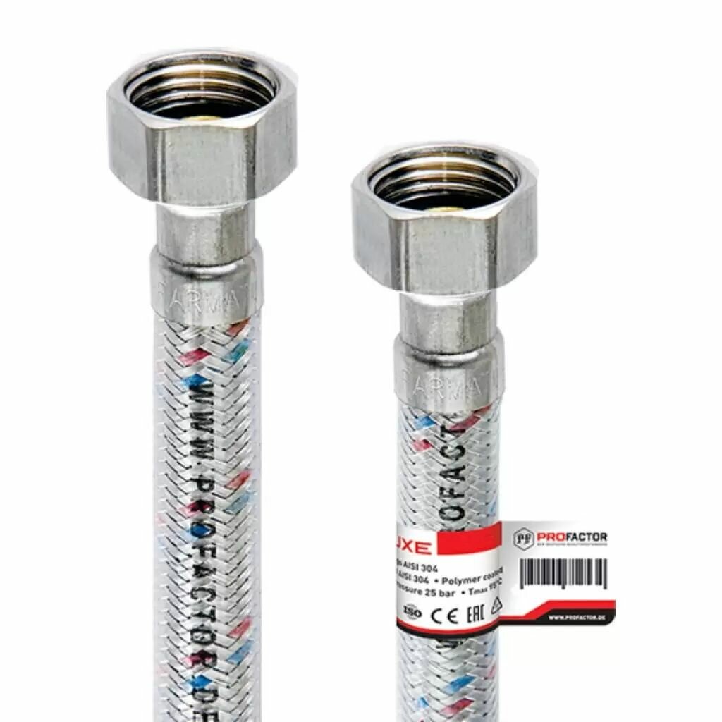 Подводка для воды 1/2"х0.6 м, г-г, сталь, полимер, ProFactor