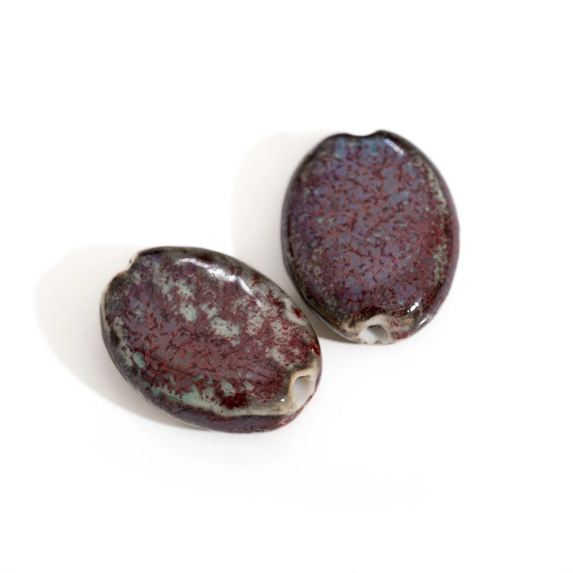 Винтажные керамические плоские овальные бусины Guifei, фарфоровые бусины ручной работы для изготовления ювелирных изделий, ожерелье, браслет, серьги, ремесло