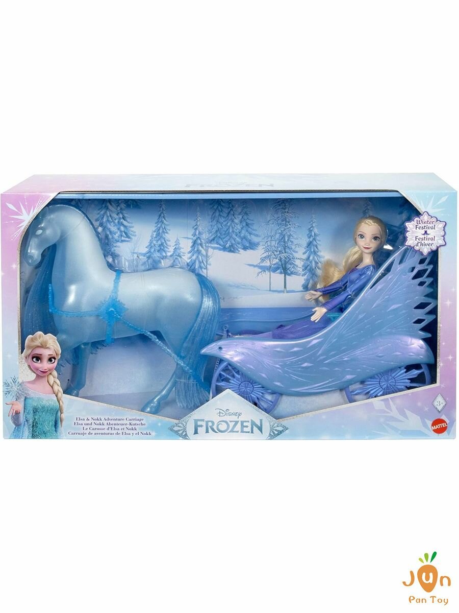Mattel Disney Frozen Elsa & Nokk Adventure Carriage JBG56 / Детские игрушки Дисней с кукла Эльза и колясками, подходящие для детей от 3 лет и старше