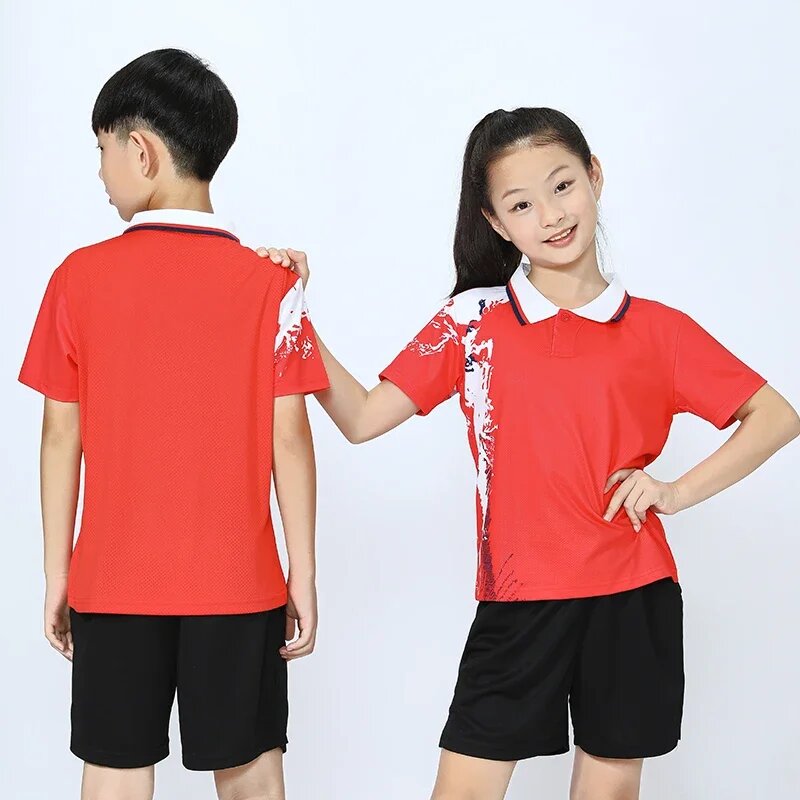 Женская рубашка для бадминтона с принтом, одежда для гольфа, быстросохнущая форма для настольного тенниса, топы, волейбольная майка для пинг-понга, одежда GJ252, S, Красный, Мужской
