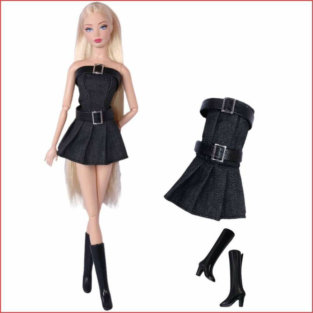 Черное платье + туфли Для одежды куклы Барби463