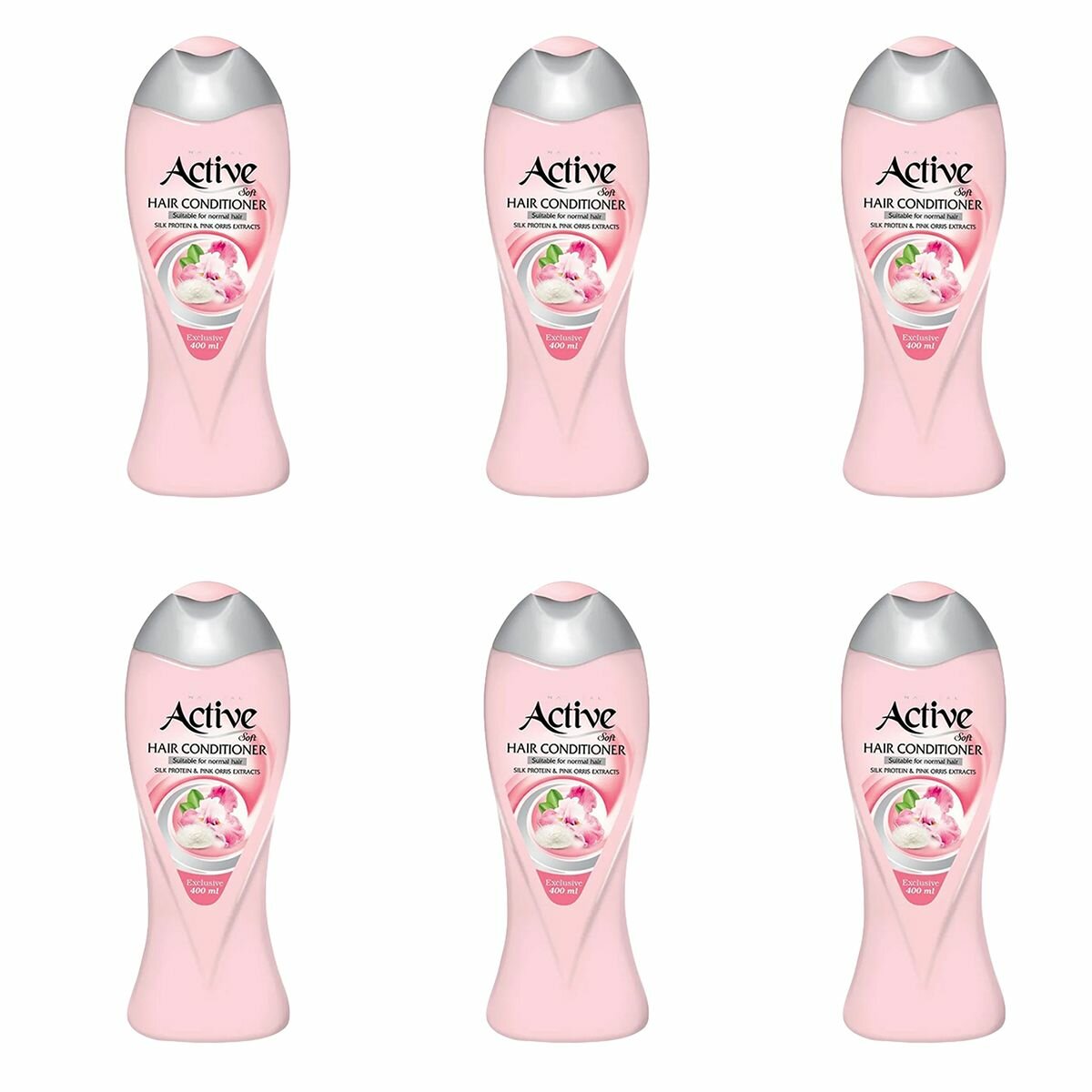 Active Бальзам для волос, Розовый рис и протеины шелка, для нормальных волос, 400 мл, 6 шт