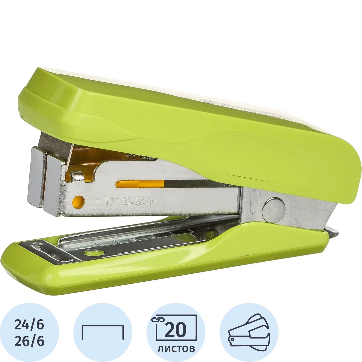 Степлер -мини Комус MSGR2420 (№24/6-26/6) до 20 лист, металл, зеленый