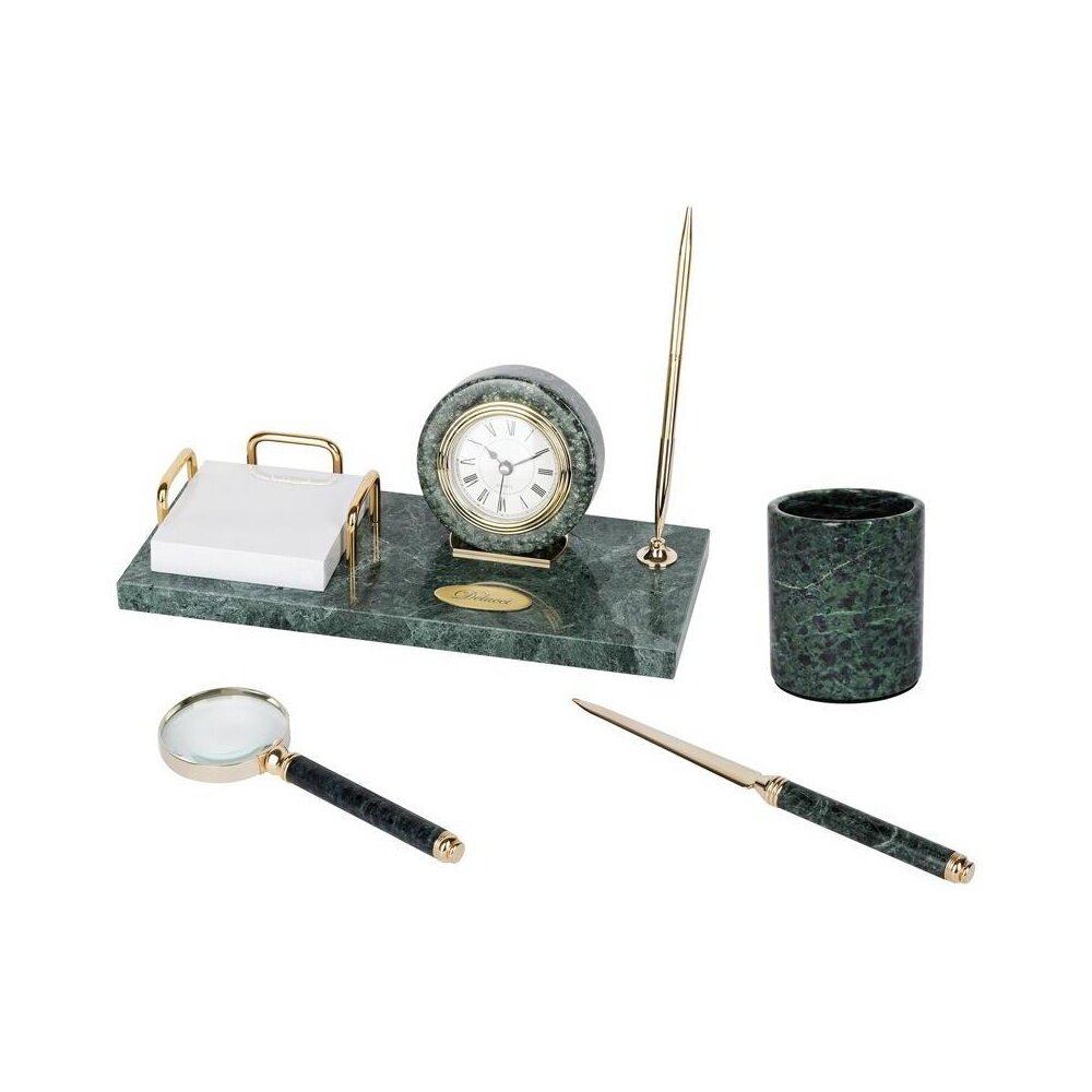 Delucci MBm_00003 Набор настольный delucci 4 предмета, зеленый мрамор