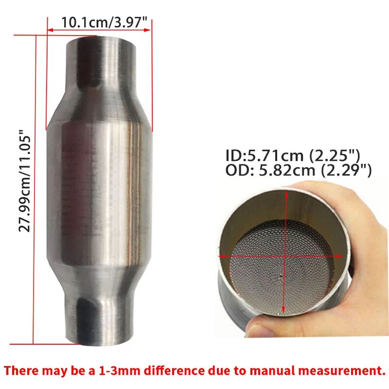 200-элементный гоночный каталитический нейтрализатор с высоким расходом из нержавеющей стали с металлическим сердечником, катализатор Euro1 2 дюйма/2,25 дюйма/2,5 дюйма/3 дюйма 2.25 inch 200CPSI