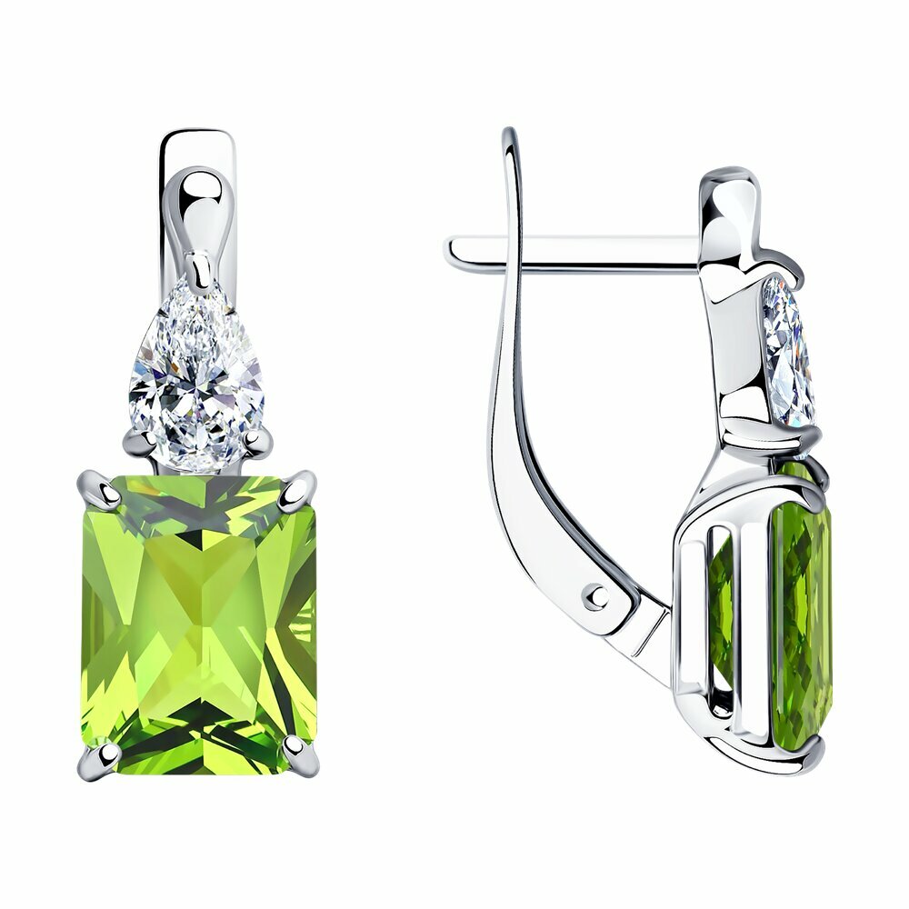 Серьги, серебро, 925 проба, родирование