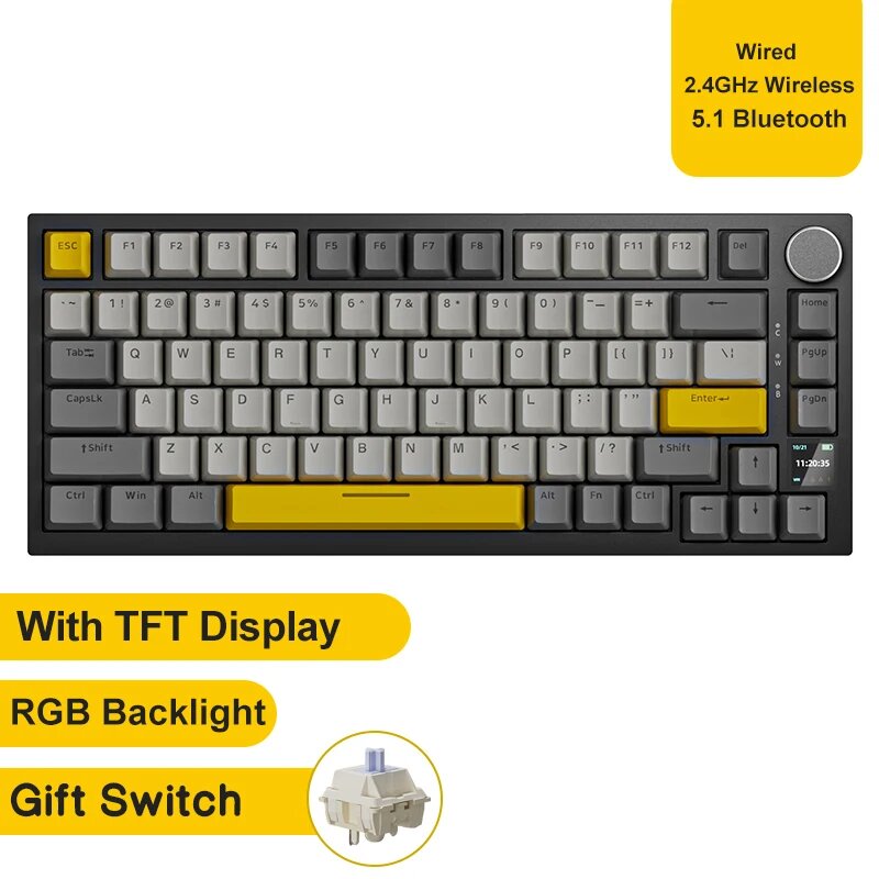 Механическая клавиатура AJAZZ AK820, 82 клавиши, RGB, Tri Mode Grey2