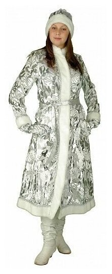 Костюм Снегурочки длинный приталенный (панбархат) KSF-Н131-ПБХ