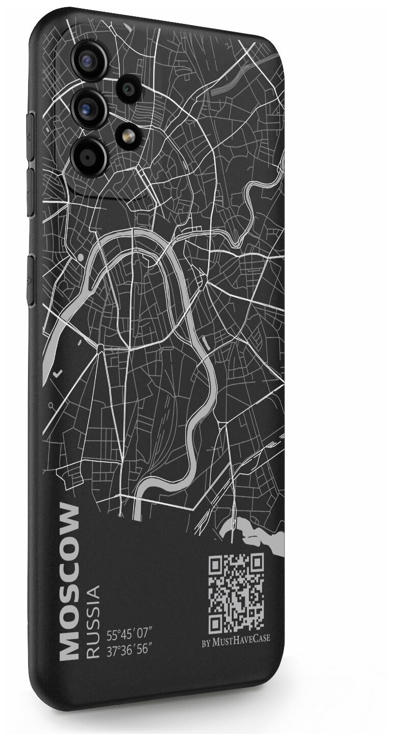 Черный силиконовый чехол MustHaveCase для Samsung Galaxy A52 Карта Москвы для Самсунг Галакси А52