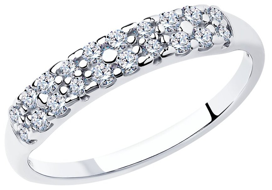 Кольцо, серебро, 925 проба, родирование, фианит