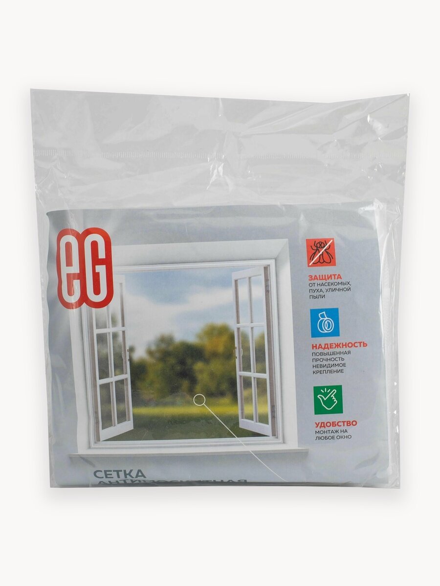 Москитная сетка на окно еврогарант, штора против насекомых, клейкая сетка на липучке, белая, 150 х150 см