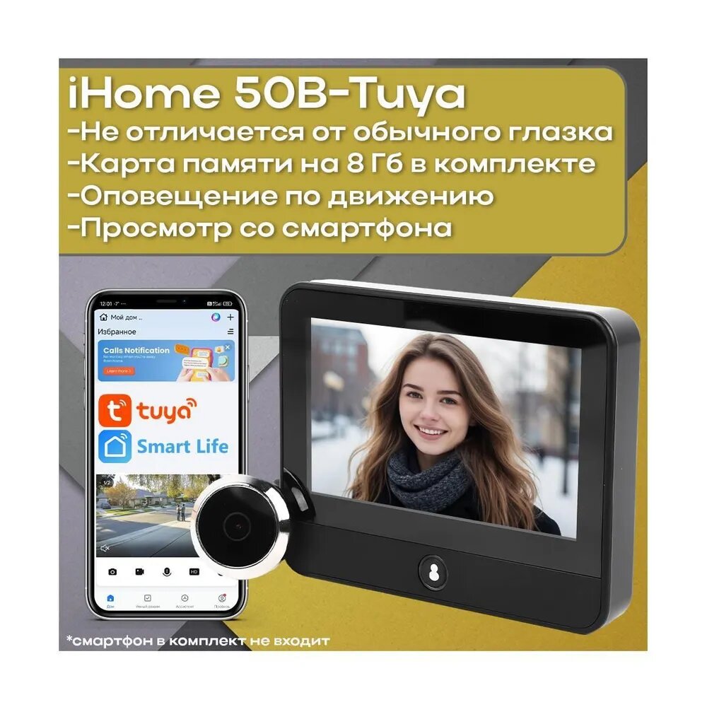 Wi-Fi Видеоглазок, 480x272, 4.3 ', черный