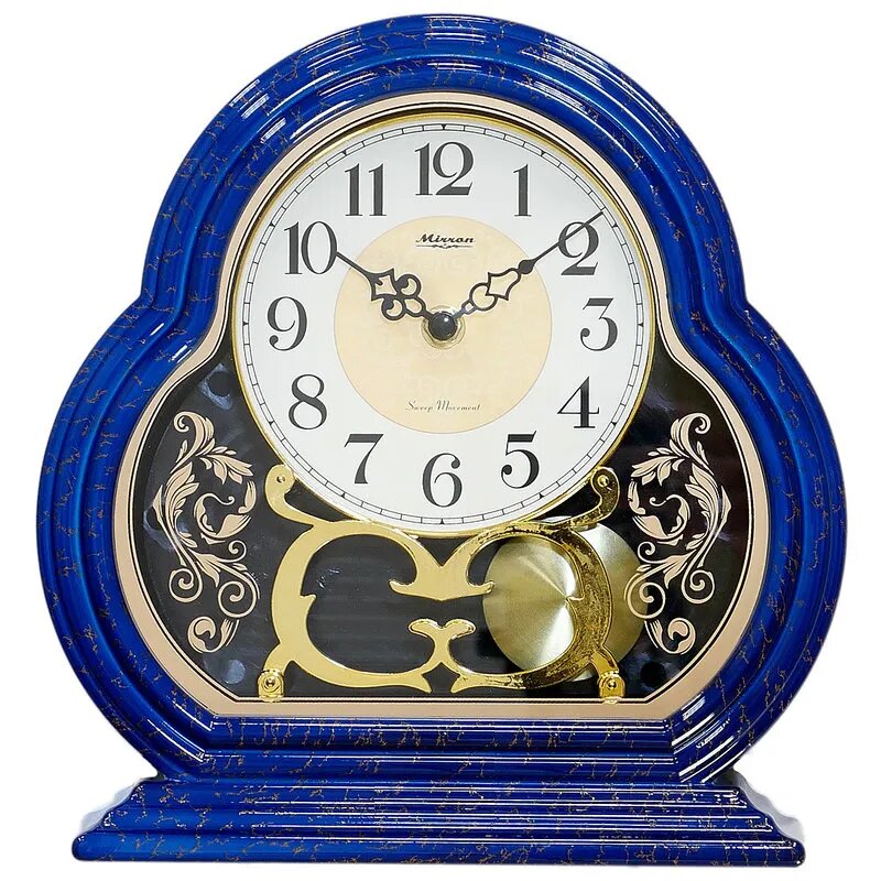 Настольные синие часы MIRRON P3096A СТ/ Ретро/ С маятником/Домашний интерьер/под старину/часы для бабушки подарок/часы в спальню/в гостиную