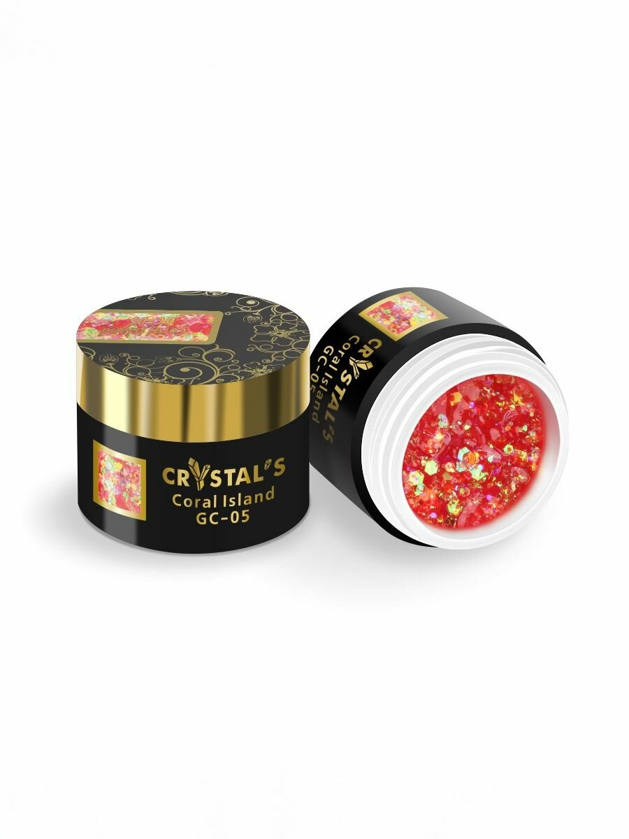 Nail Club Гель-краска для ногтей с блестками GC-05 Coral Island 5 мл