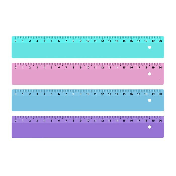 Линейка 20 см Calligrata "Прованс", пластиковая, пастельные цвета, микс