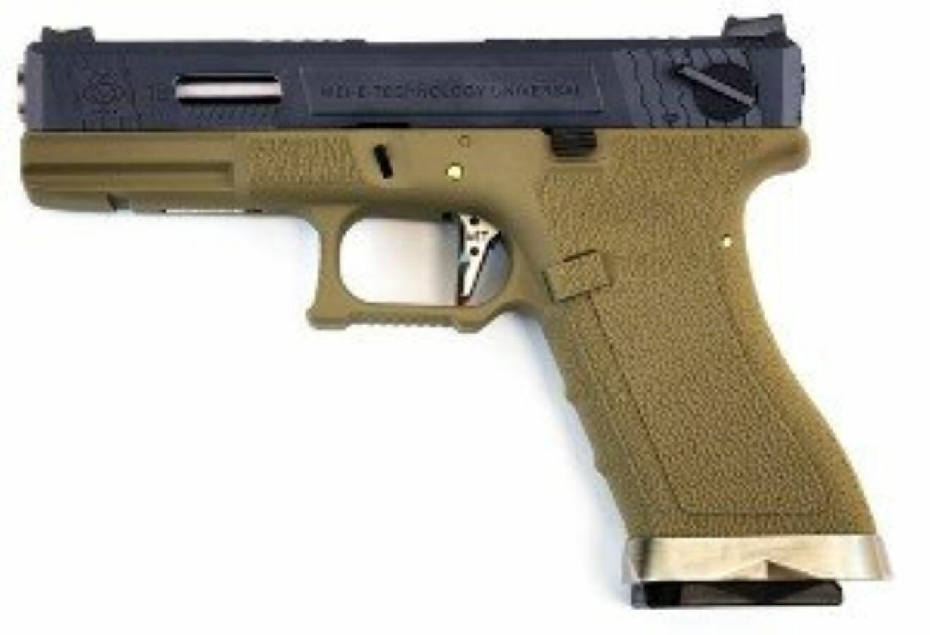Пистолет WE GLOCK-18 G-Force, авт, чер слайд, TAN рамка , хром. ствол
