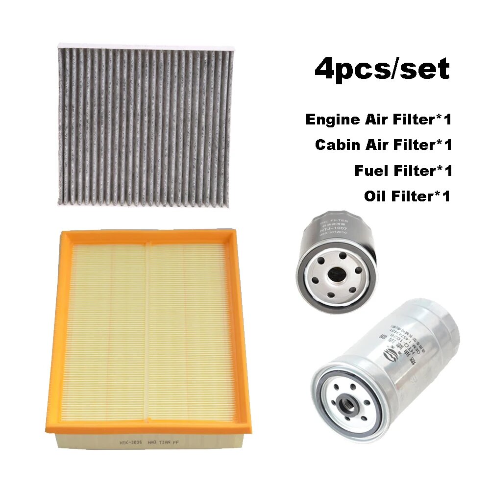 Набор фильтров из 4 шт. для DFM Dongfeng Rich 6 DF6 2.5T-Diesel 2018 2019 2020 ZD25T5, комплект воздушного фильтра моторного масла, аксессуары для пикапа