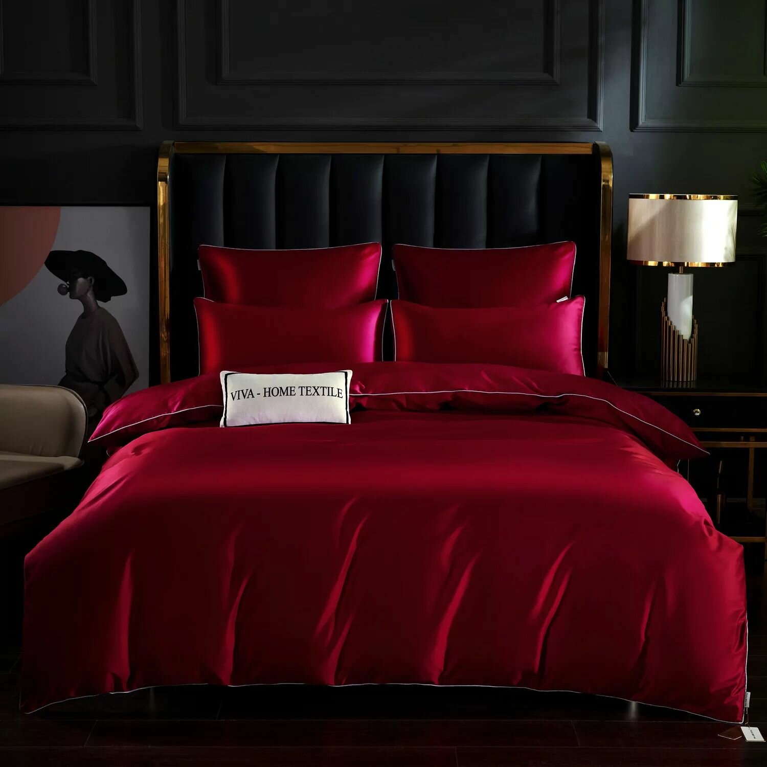 Ситрейд Постельное бельё Однотонный Сатин Премиум на резинке Двуспальный