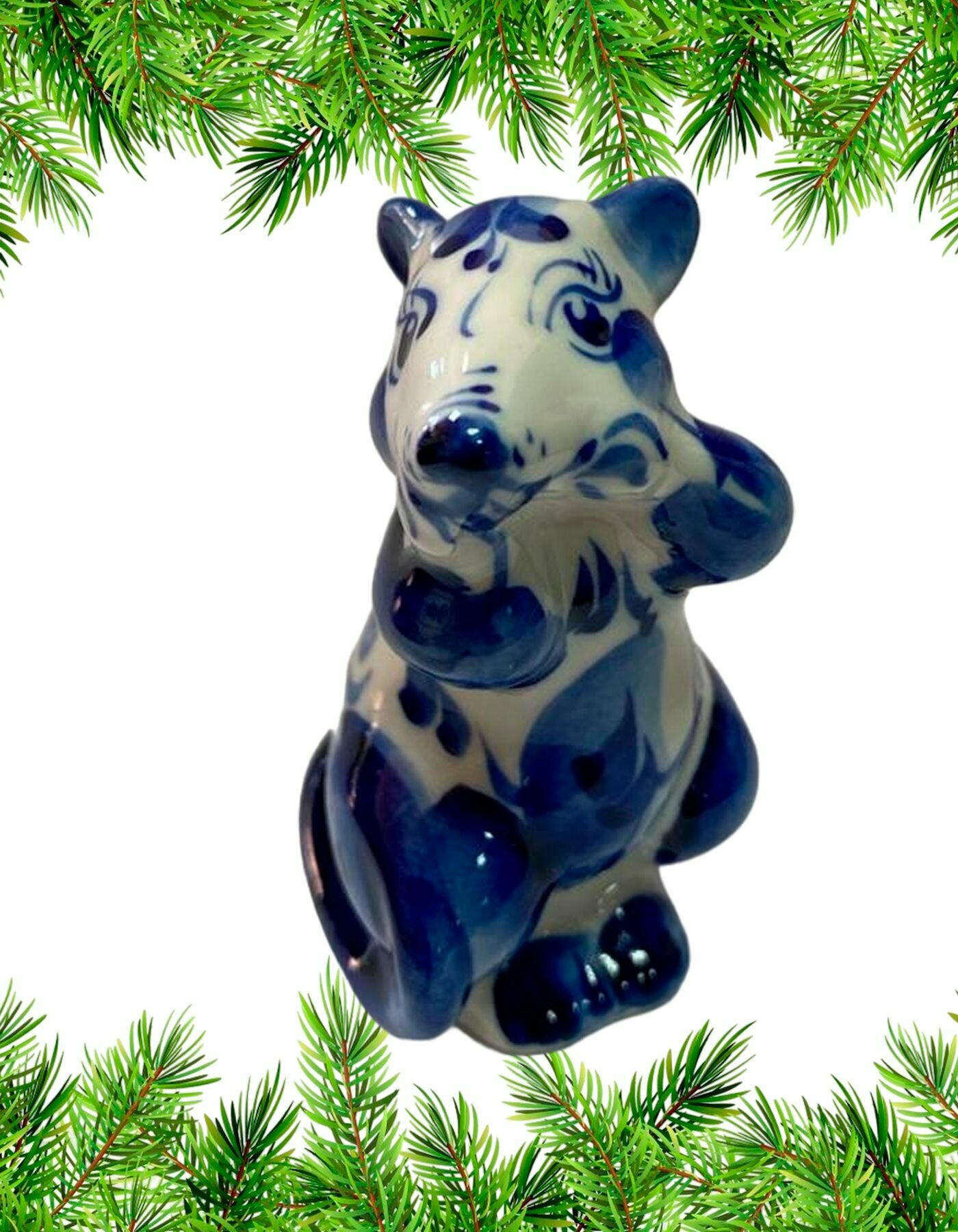 Игрушка на елку Мышь ( Гжель) 8см