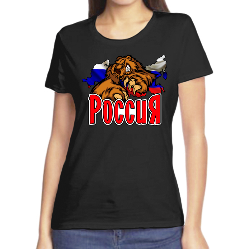 Футболка с надписью Россия Россия с медведем 3