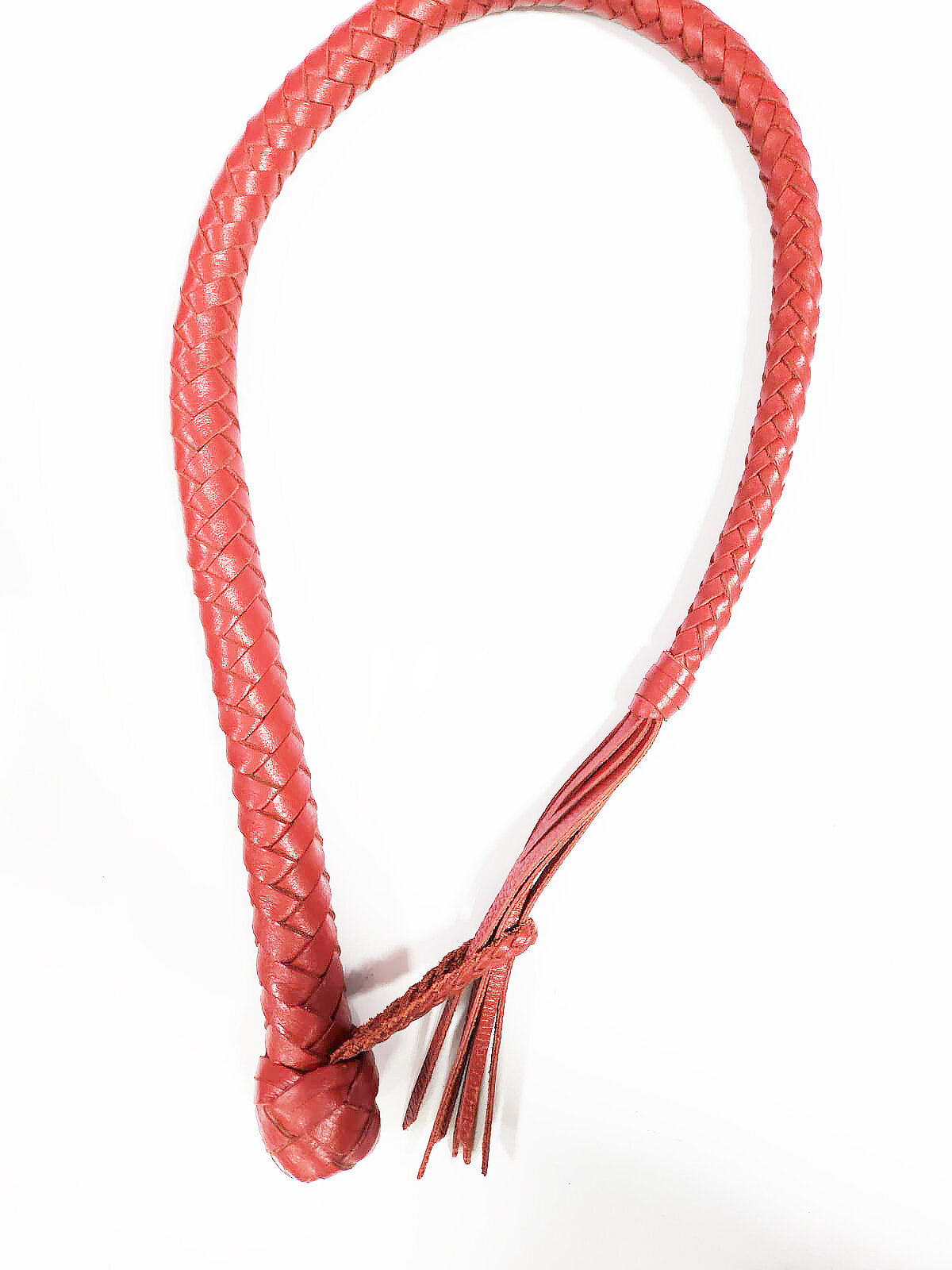 Кнут плетеный Sitabella, с кожаными хлопушками на конце кнута , черно-красный 75 см