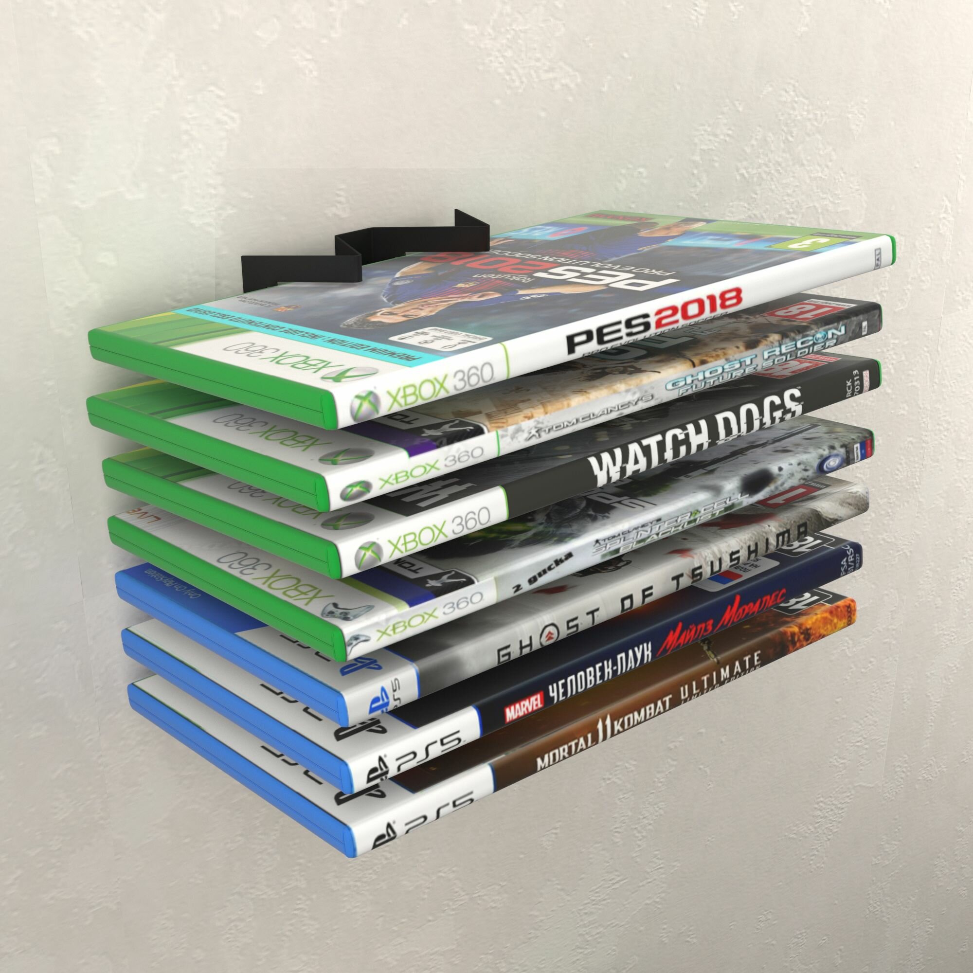 Кронштейн для хранения Blu-ray, CD и игровых дисков, настенный, черный