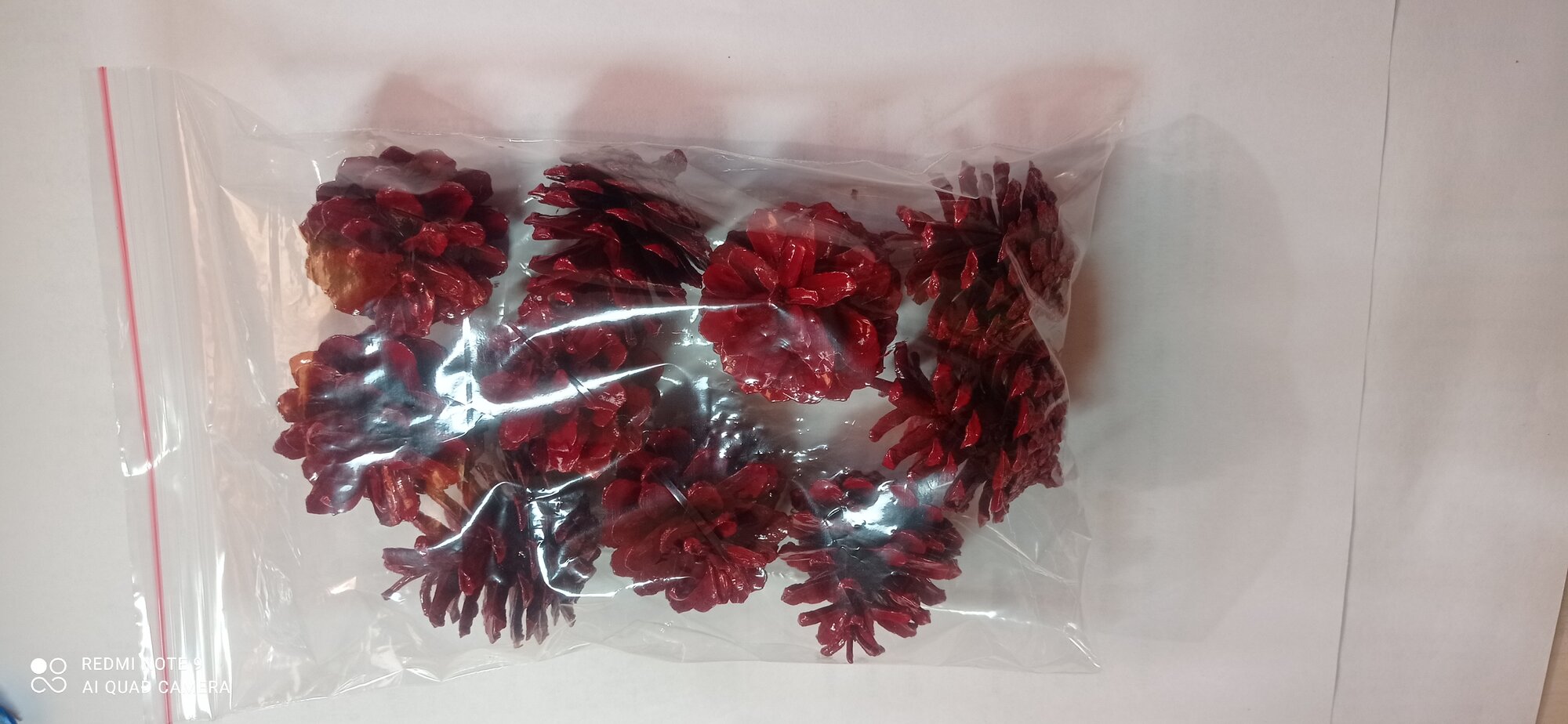 Шишки сосновые. Шишки для творчества. упаковка-10 штук цвет-красный