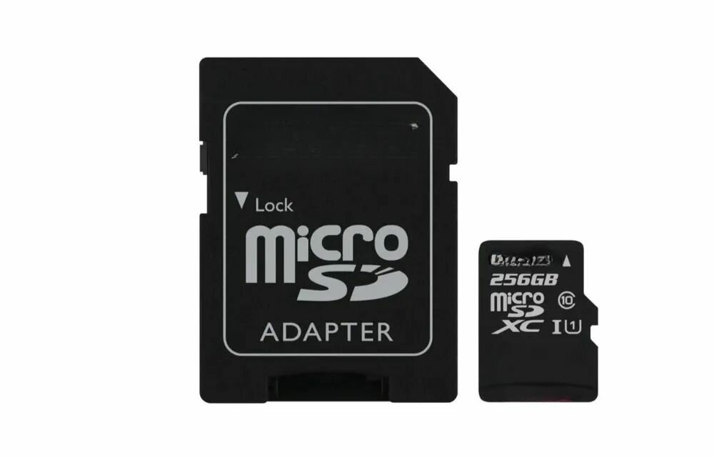 256 ГБ Карта памяти microSD (кн56), Class 10, запись - 80 Мбайт/сек, чтение - 90 Мбайт/сек, карта памяти 256гб+адаптер