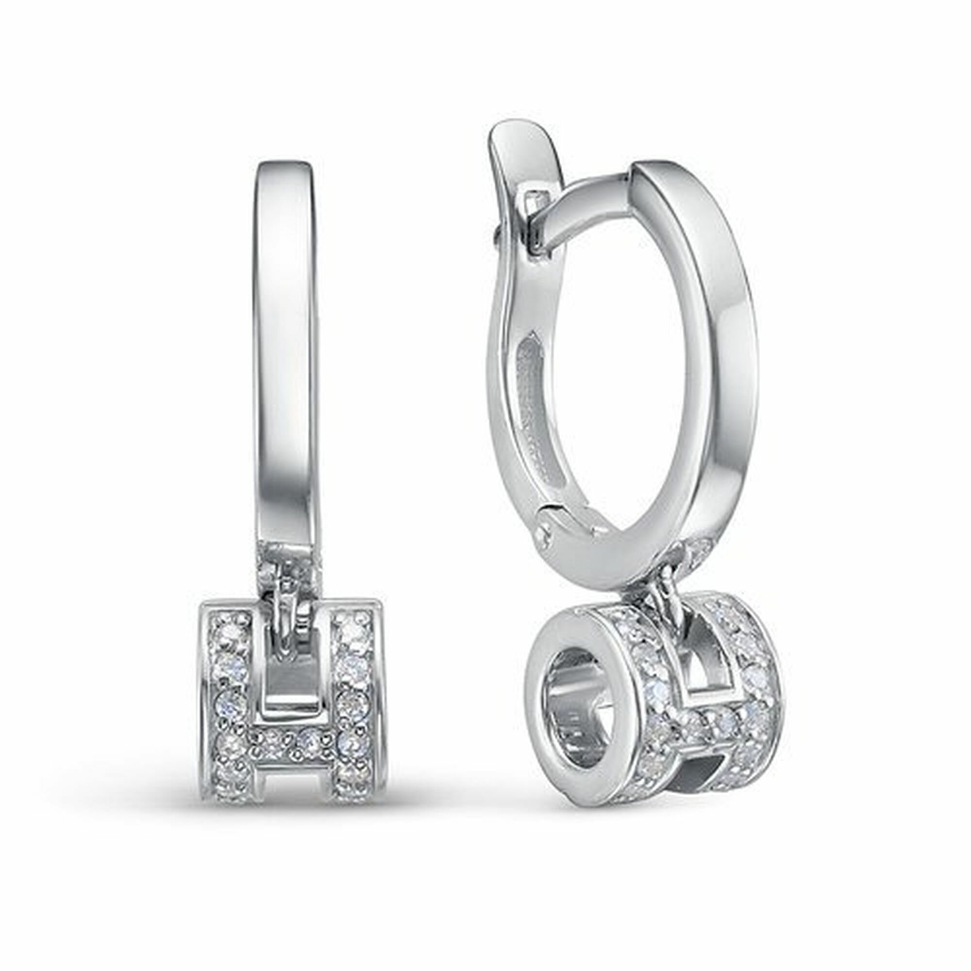 Серьги Diamant online, серебро, 925 проба, родирование, фианит