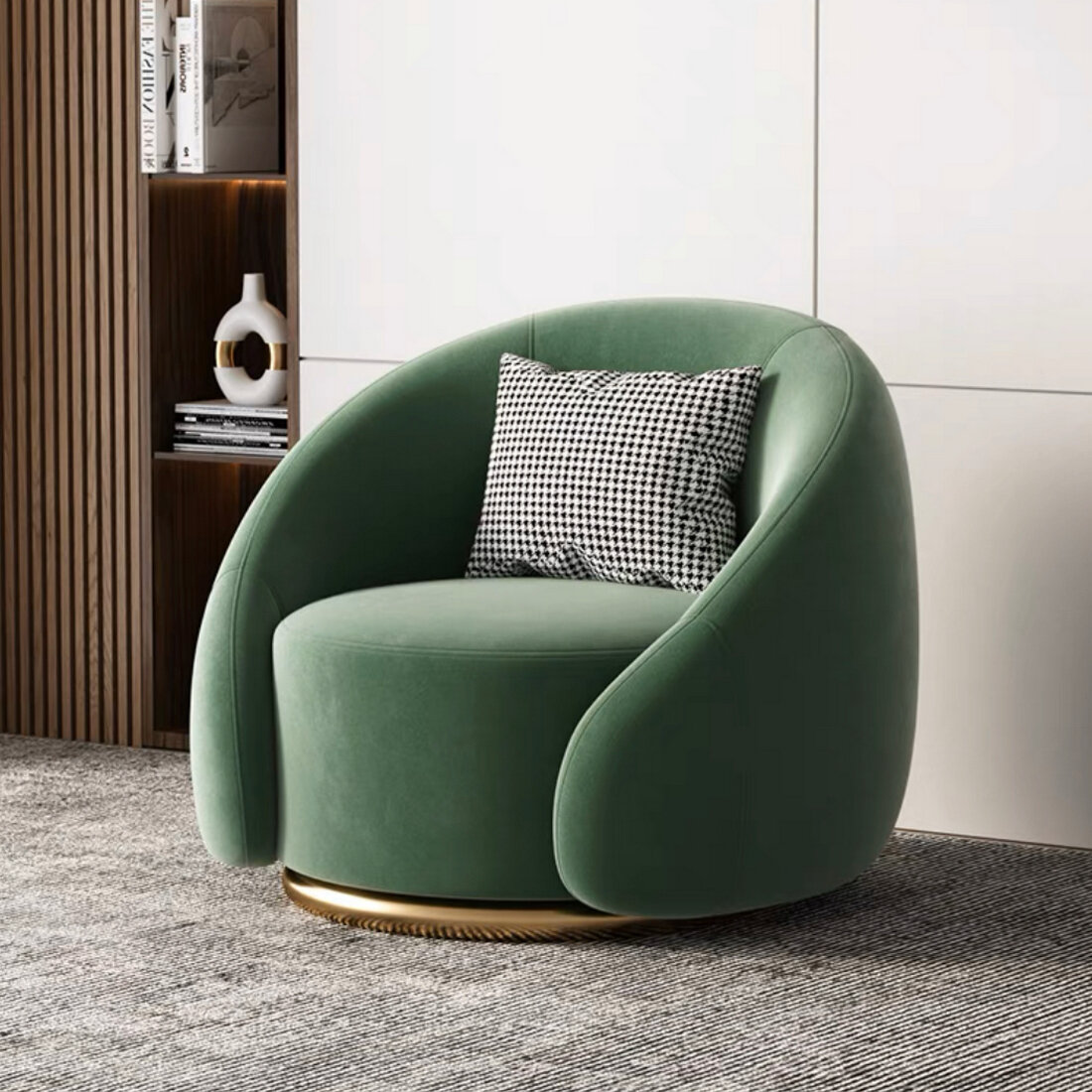 Мягкое крутящееся кресло в стиле Eichholtz Swivel (Зелёное)