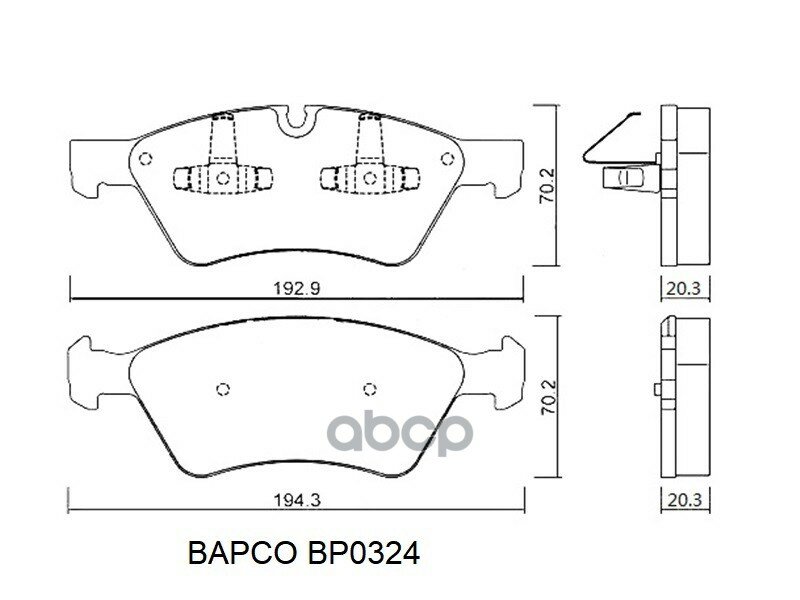 Колодки тормозные дисковые передние, BP0324 BAPCO арт. BP0324