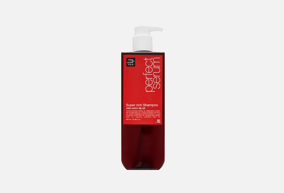 Шампунь Mise en Scene Perfect Serum Super Rich, для восстановления волос, термозащита, 680 мл