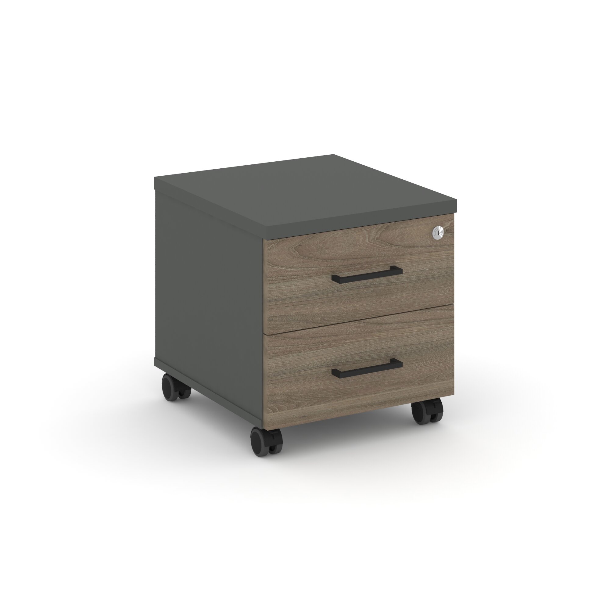 Тумба мобильная 2 ящика Стайл Проджект/Style Project Riva SN. TM-001 Антрацит / Вяз Благородный 416*460*437